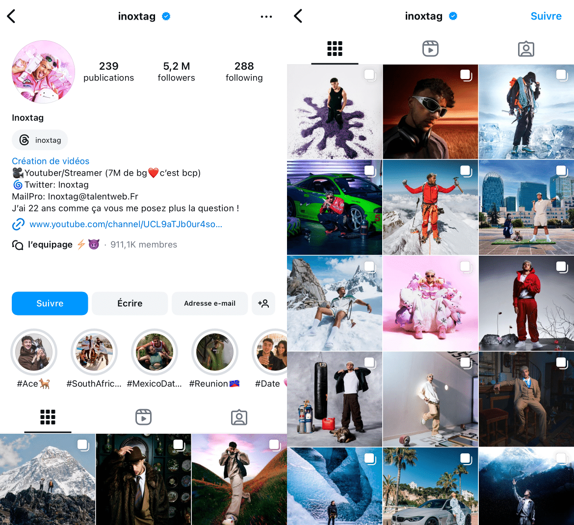 Les 20 influenceurs français les plus suivis sur Instagram